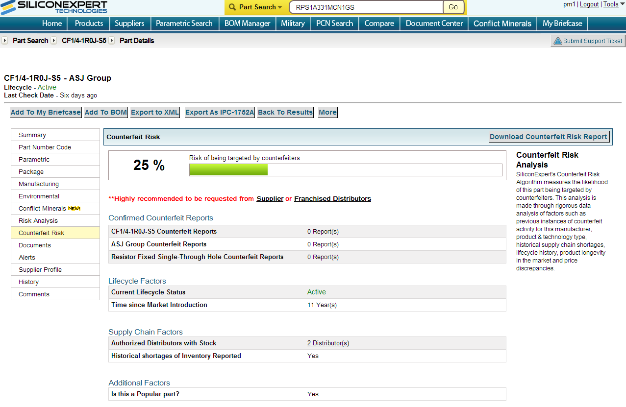 Counterfeit Component Risk Management